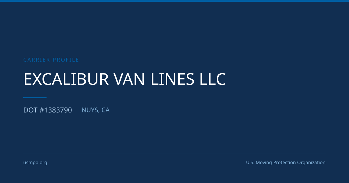 EXCALIBUR VAN LINES LLC Reviews | DOT #1383790 | USMPO | U.S. Moving ...
